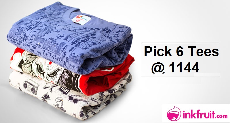 [Expired] 6 Mens Casual T-shirts worth Rs.2994 for Rs.1144 @ Inkfruit ...