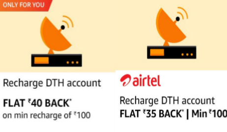 Amazon DTH Recharge Offer - Flat Rs. 40 cashback For All users