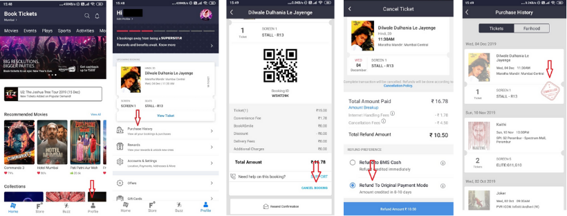How to cancel ticket in Bookmyshow?