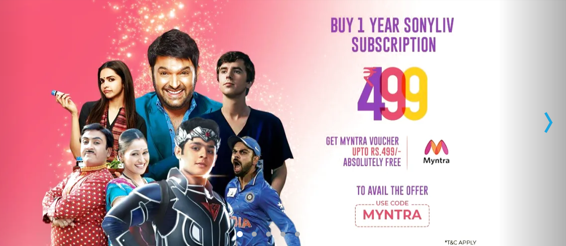 SonyLiv Premium Price- Up to Rs. 499 Myntra Voucher on Annual Plan