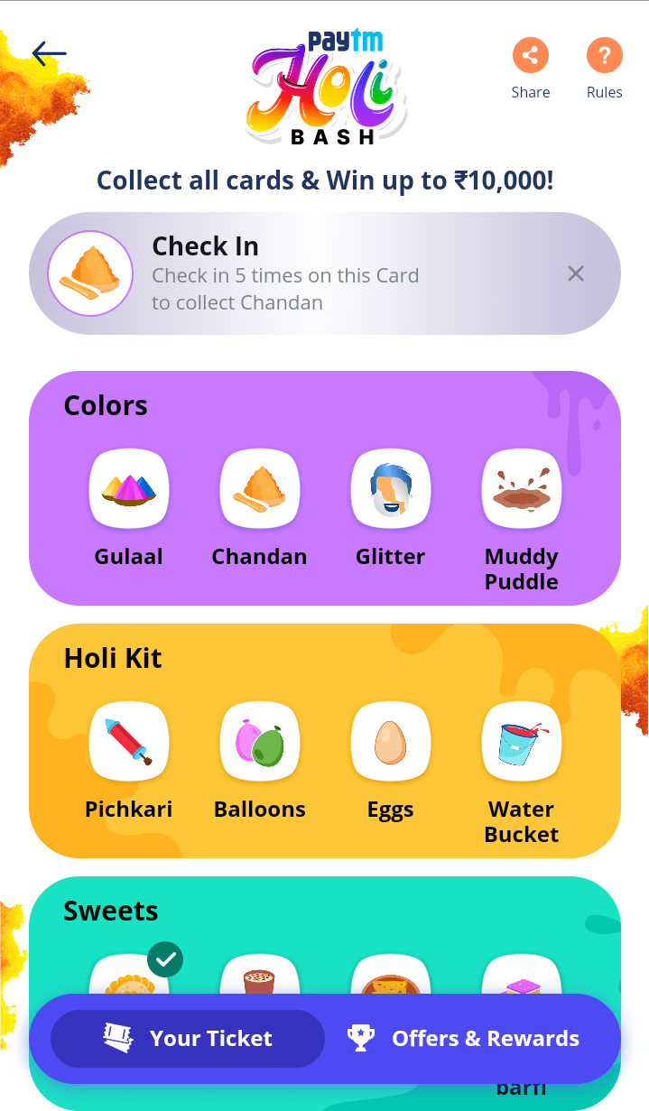 Paytm Holi Bash Offer : Collect The Cards & Get Upto ₹10000 Free Paytm Cash